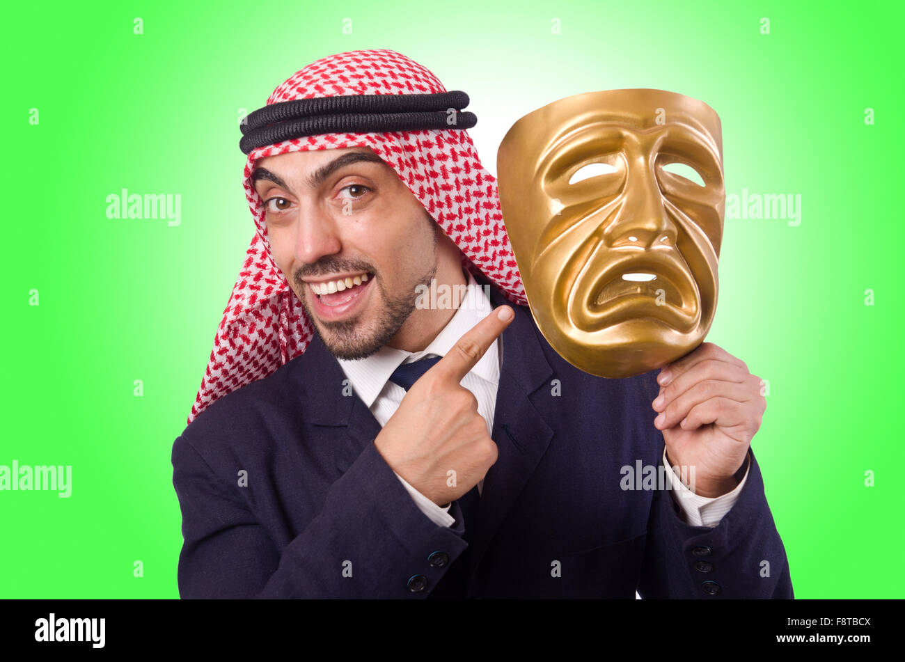 Arab man with mask on white Stock Photo - Alamy