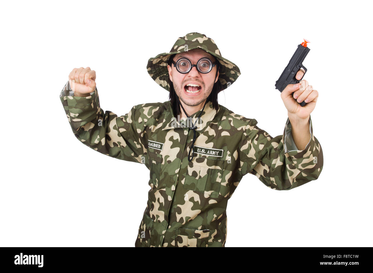 Funny soldier in military concept Stock Photo - Alamy