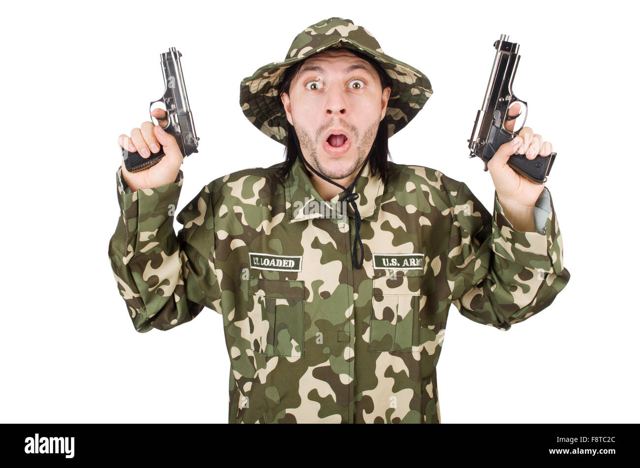 Funny soldier in military concept Stock Photo - Alamy