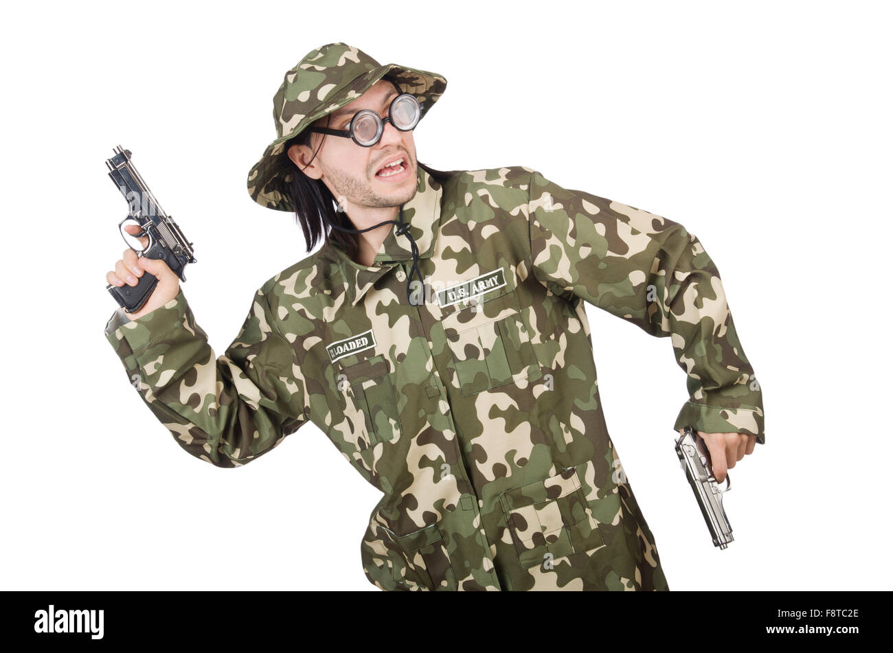 Funny soldier in military concept Stock Photo - Alamy
