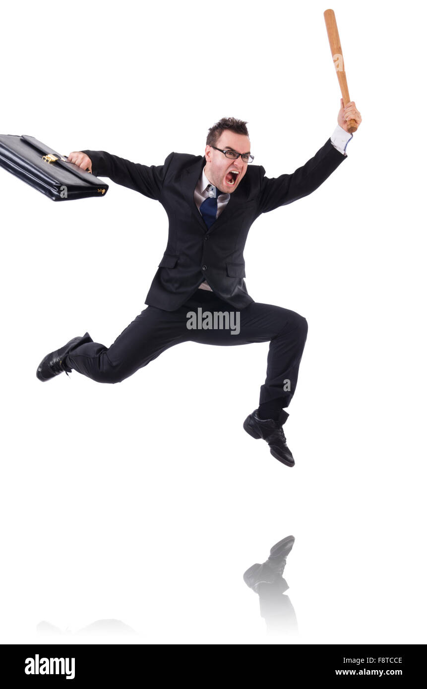 Man with baseball bat isolated on white Stock Photo - Alamy