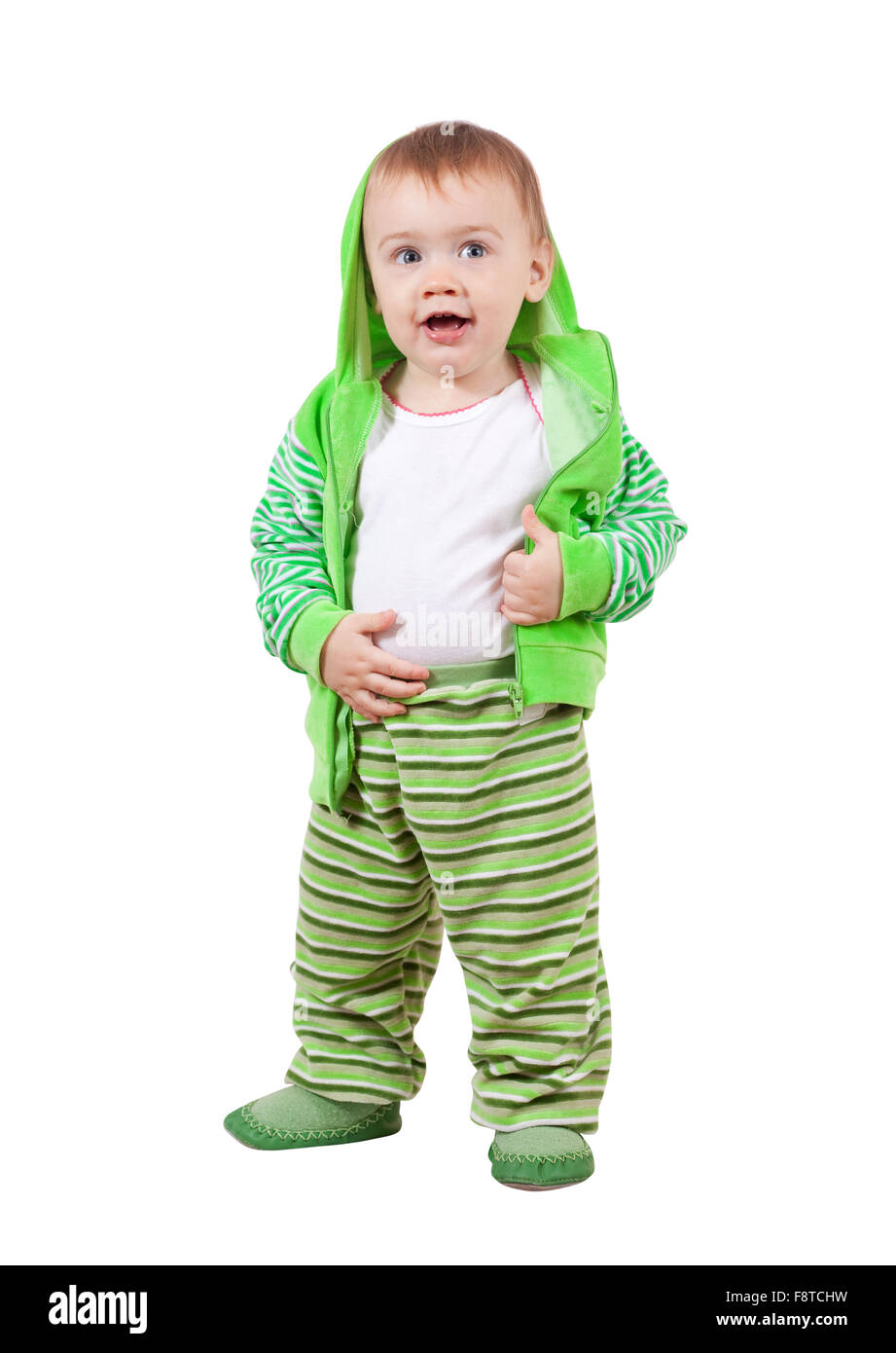 Year-old child standing over white background Stock Photo - Alamy