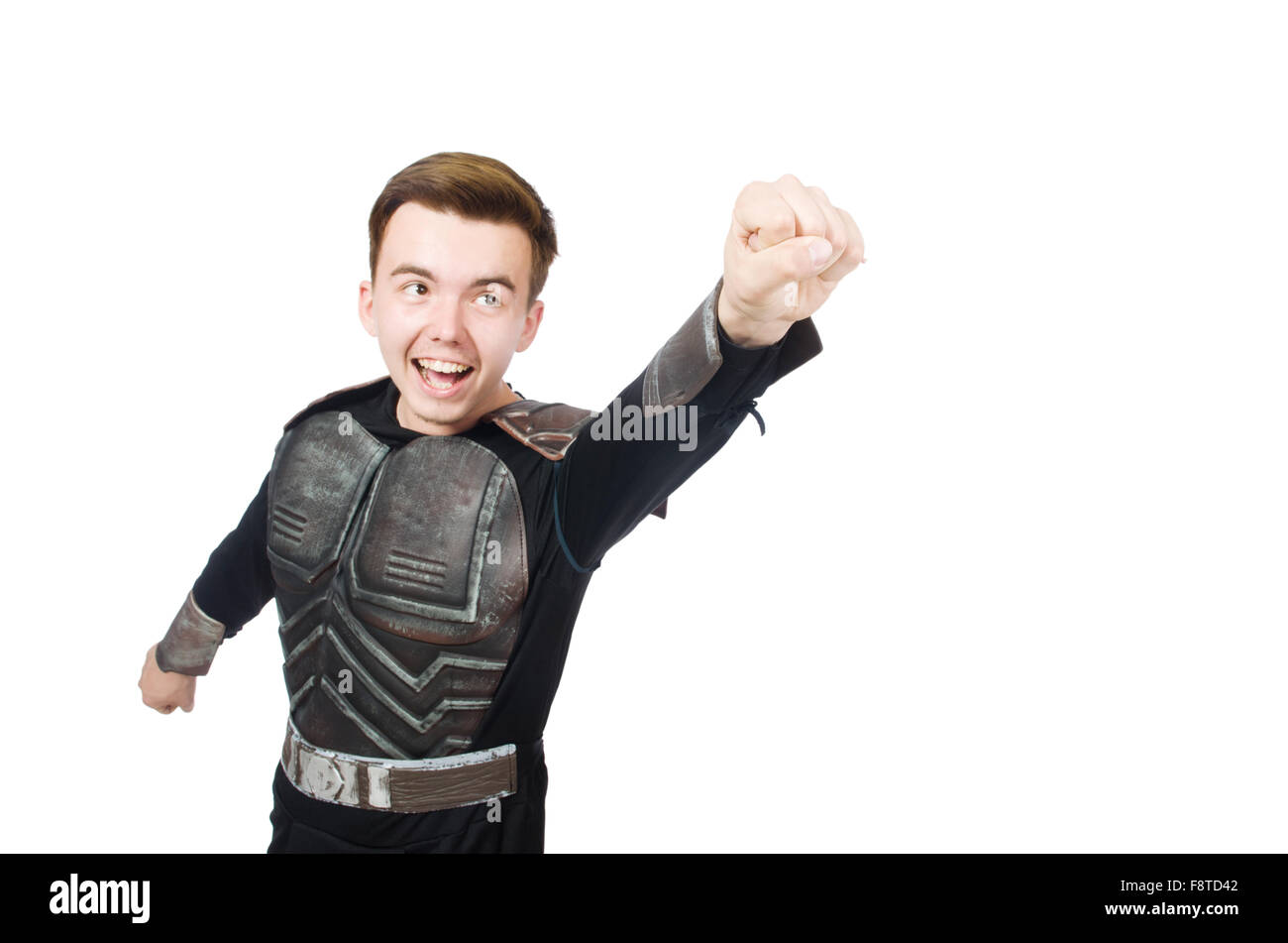 Funny warrior isolated on the white background Stock Photo - Alamy