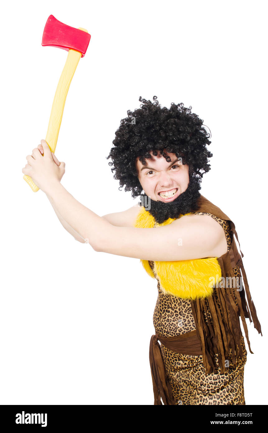 Savage man isolated on white Stock Photo - Alamy