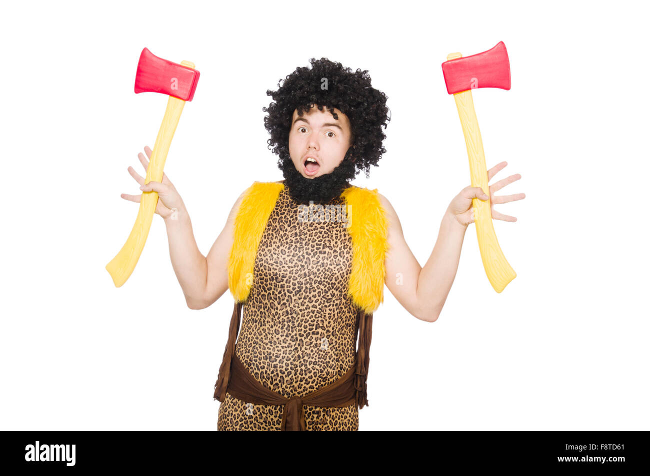 Savage man isolated on white Stock Photo - Alamy