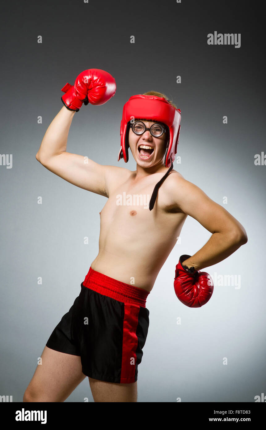 Funny nerd boxer in sport concept Stock Photo - Alamy