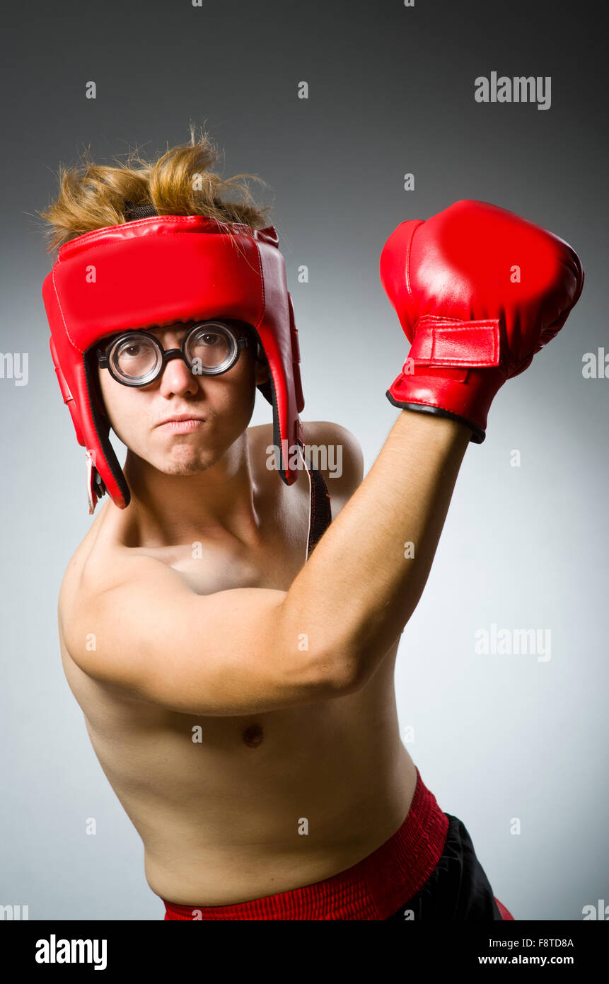 Funny nerd boxer in sport concept Stock Photo - Alamy