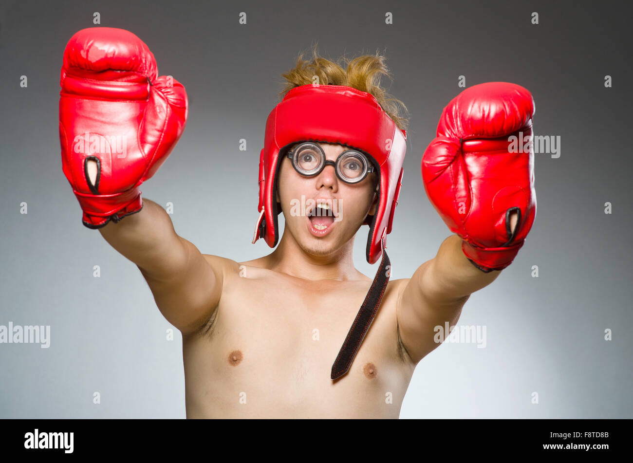 Funny nerd boxer in sport concept Stock Photo - Alamy