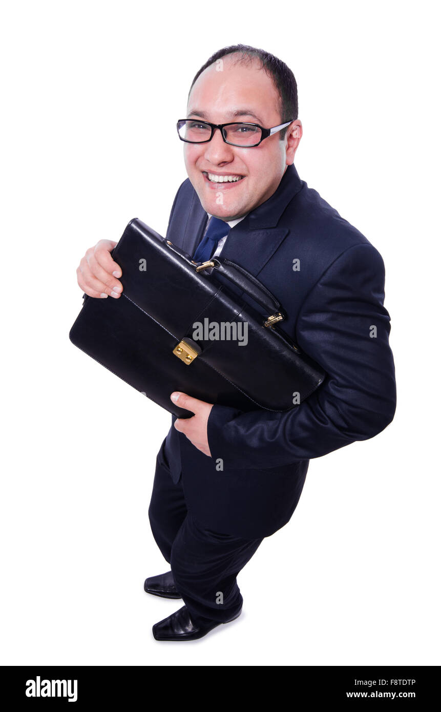 Funny businessman isolated on white Stock Photo - Alamy
