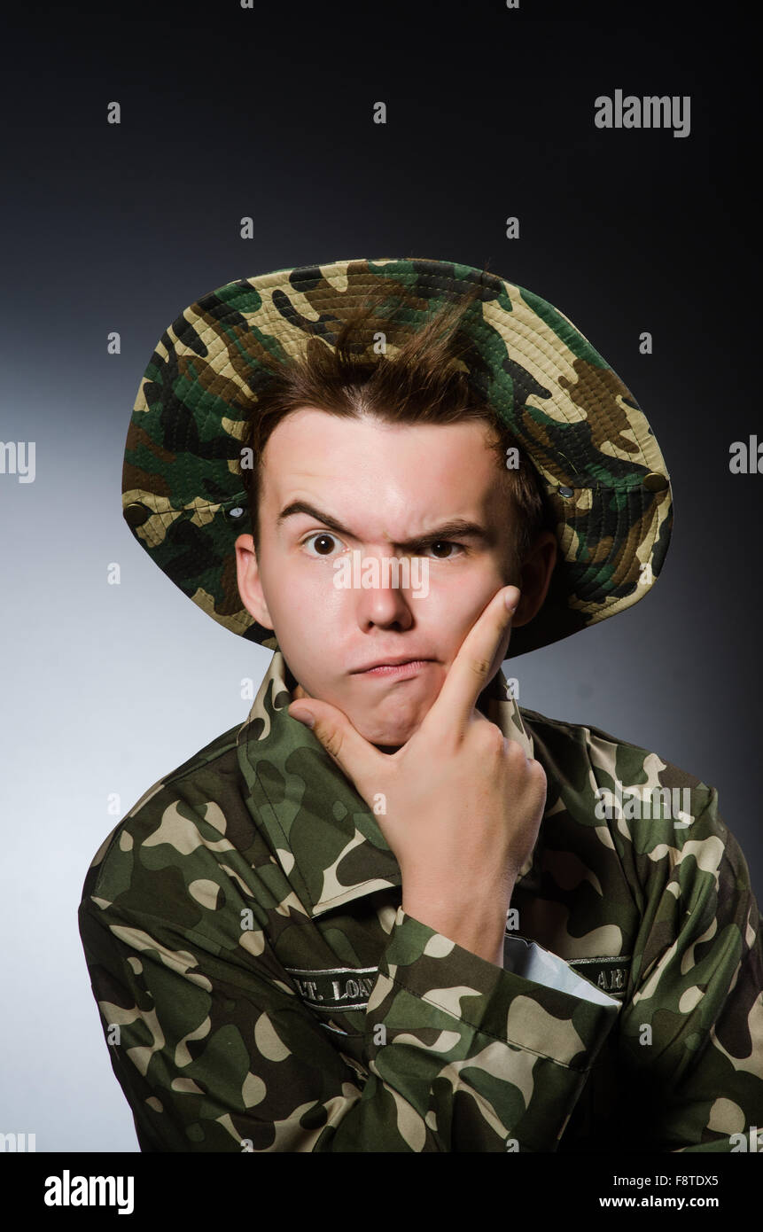 Funny soldier in military concept Stock Photo - Alamy