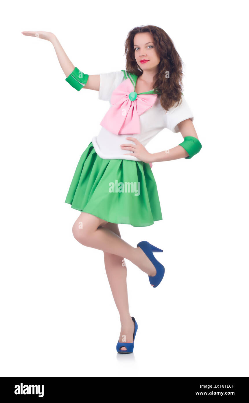 Female model in cosplay costume isolated on white Stock Photo - Alamy