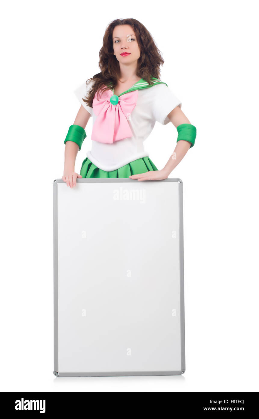 Female model in cosplay costume isolated on white Stock Photo - Alamy