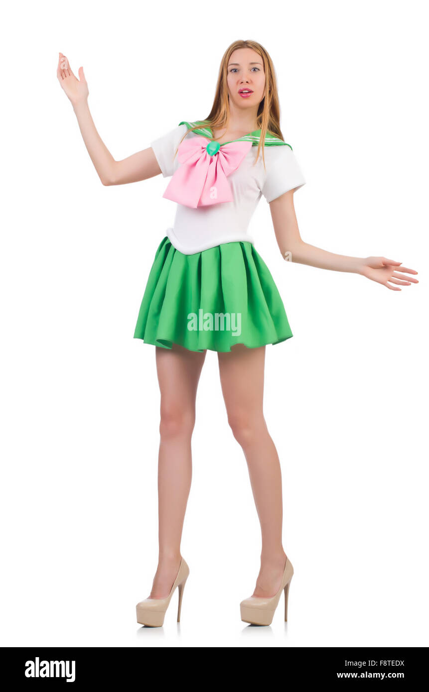 Female model in cosplay costume isolated on white Stock Photo - Alamy