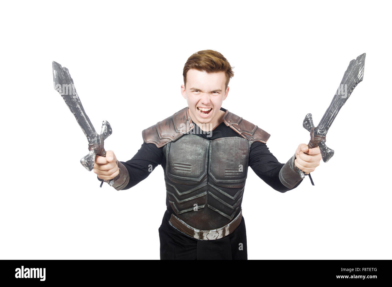 Funny knight isolated on the white background Stock Photo - Alamy