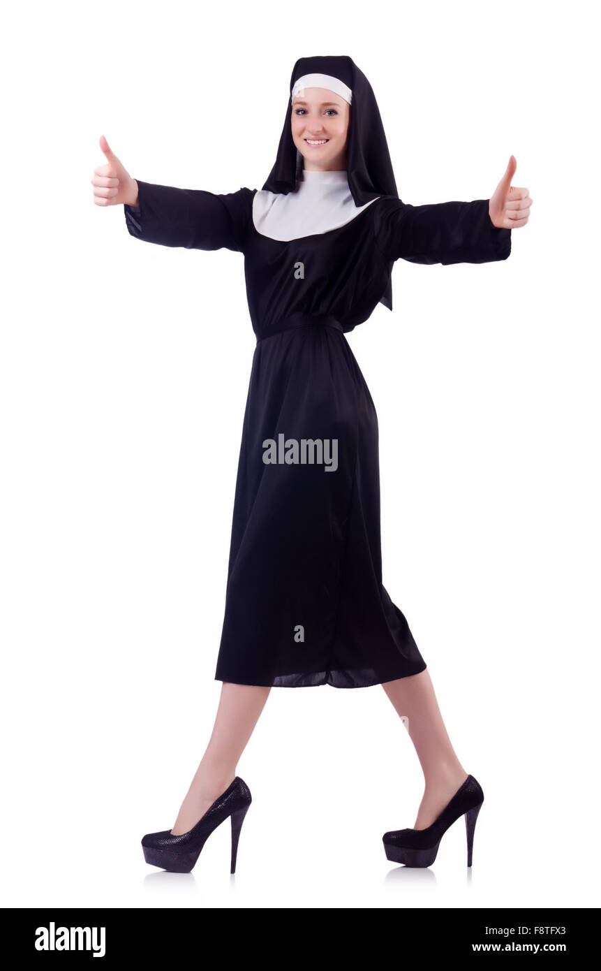 Nun isolated on the white background Stock Photo - Alamy