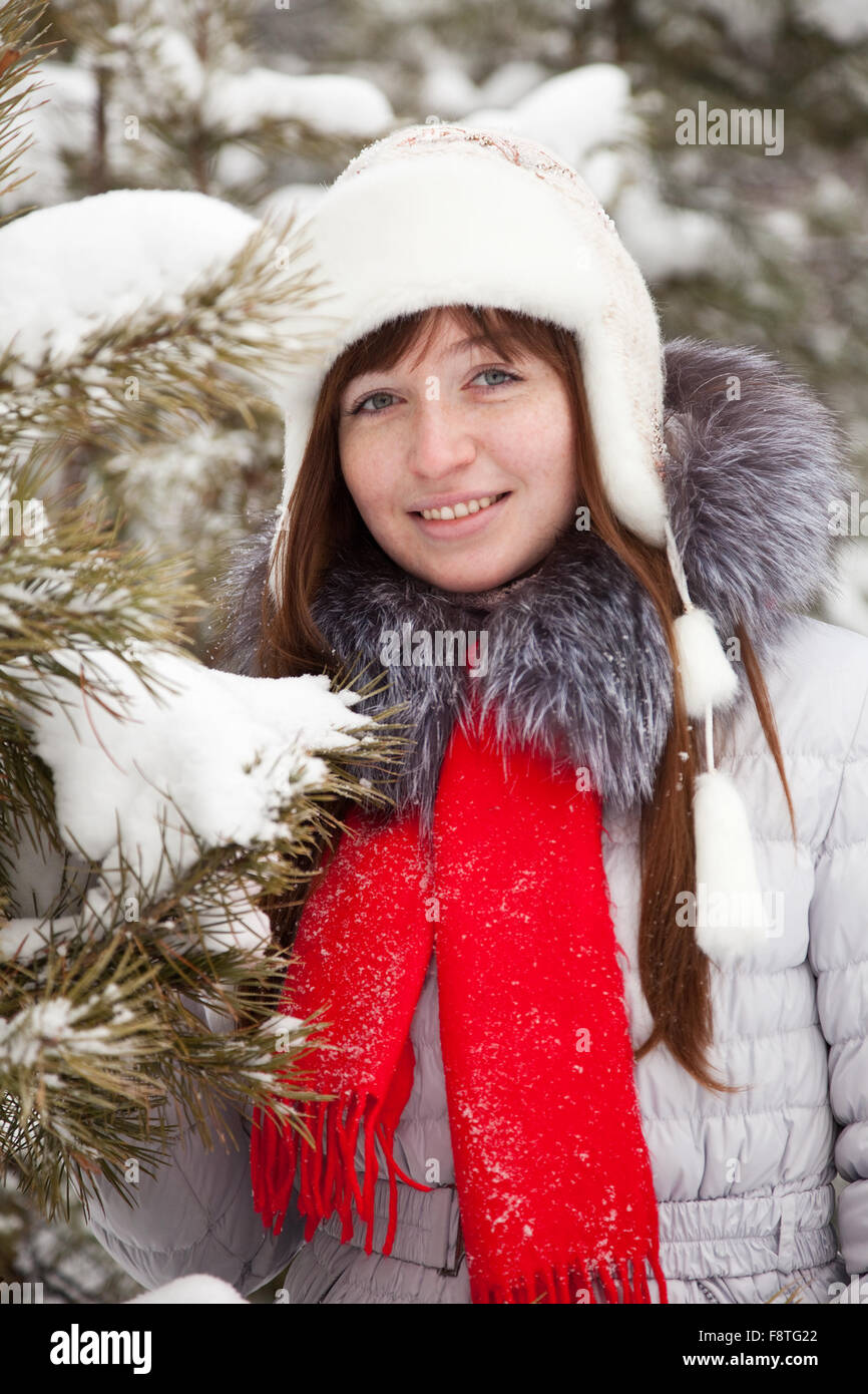 Outdoor winter portrait of girl in wintry clothes Stock Photo - Alamy