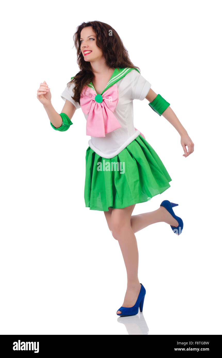 Female model in cosplay costume isolated on white Stock Photo - Alamy