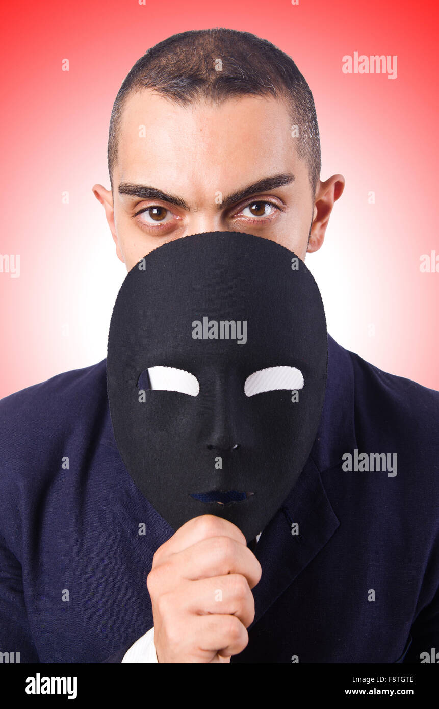 Man with mask isolated on white Stock Photo - Alamy