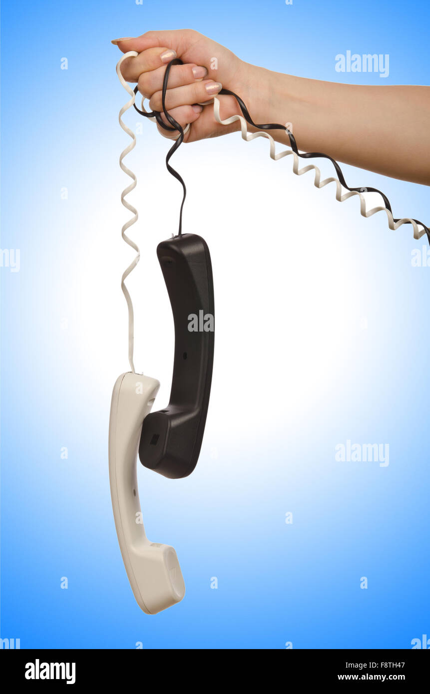 Hand with phone isolated on white Stock Photo - Alamy