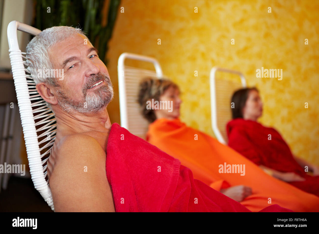Happy senior man relaxing after spa treatment Stock Photo - Alamy