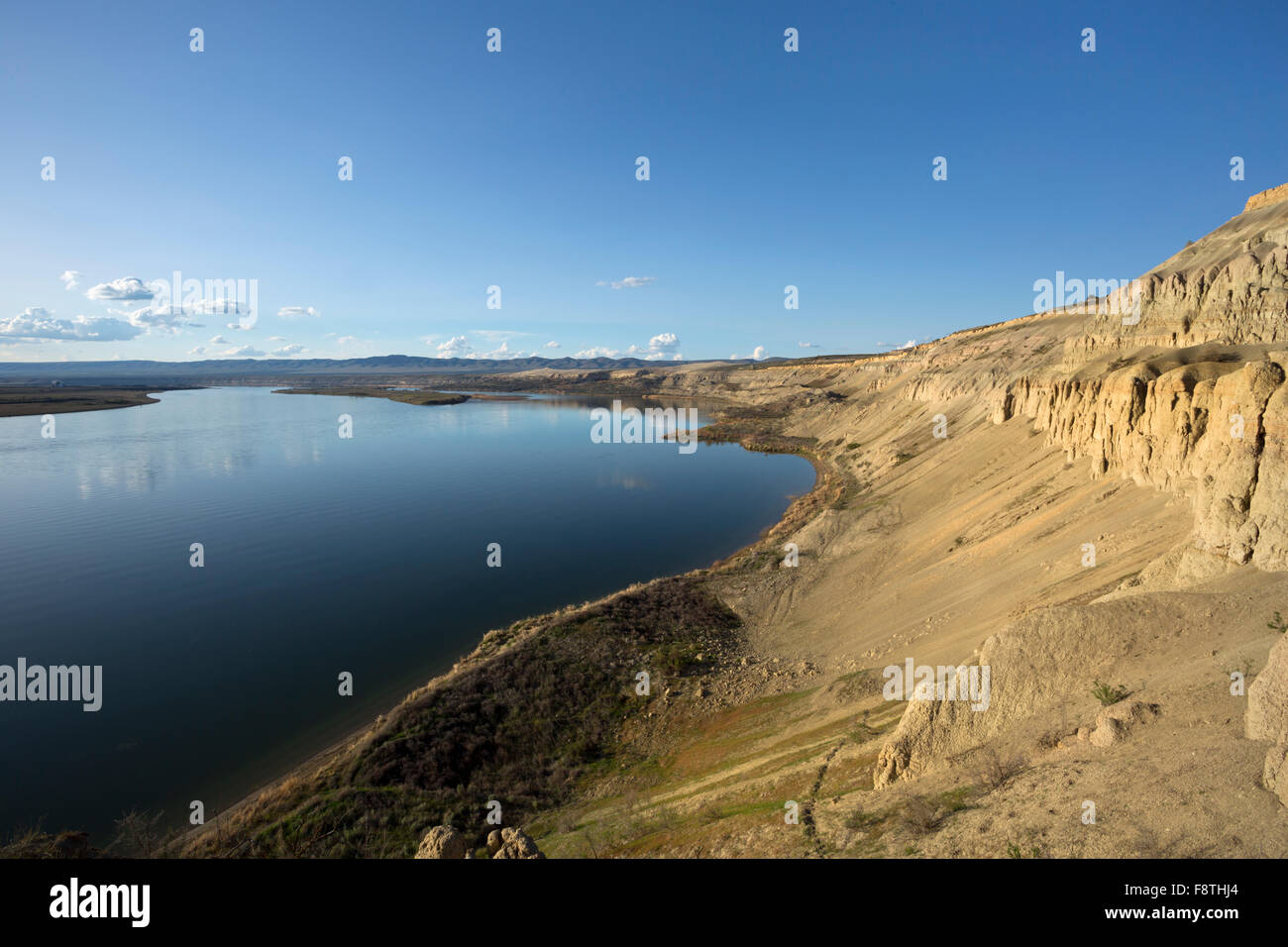 WASHINGTON - White Bluffs rising above the Columbia River in the late ...