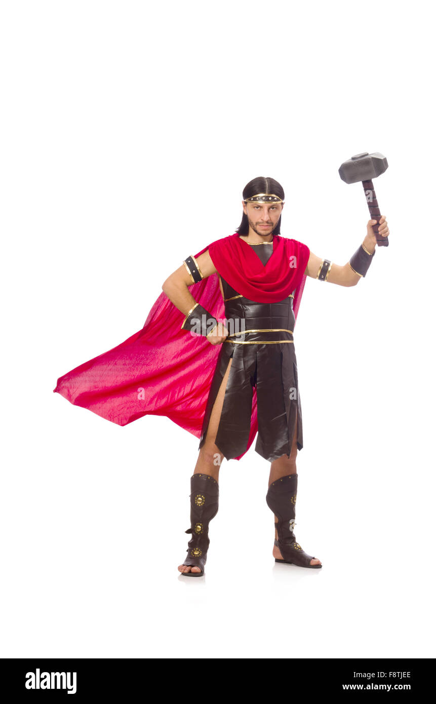 Gladiator with hammer isolated on white Stock Photo - Alamy