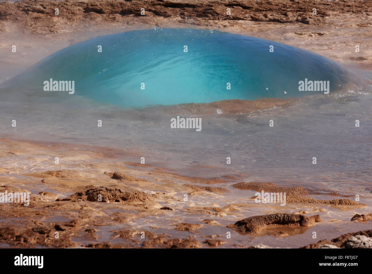 Geyser Strokkur bubble formation sequence 3/3. Iceland Stock Photo - Alamy