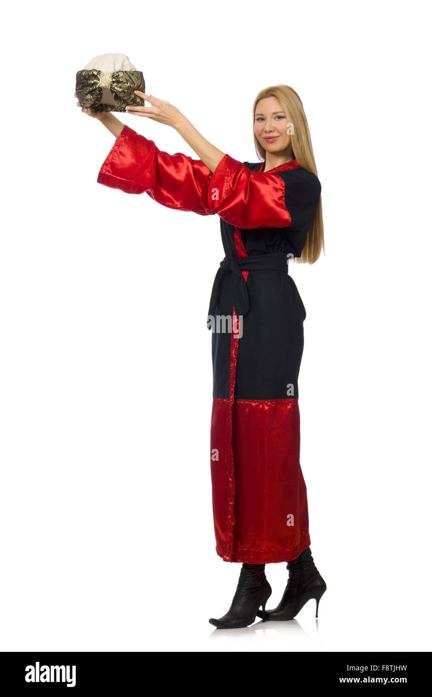 Female magician isolated on white Stock Photo - Alamy