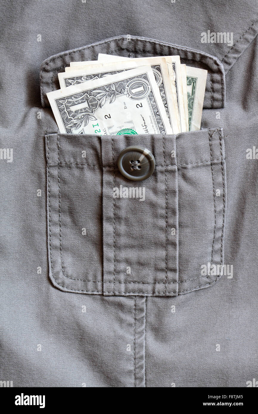 Pocket With Money Stock Photo - Alamy