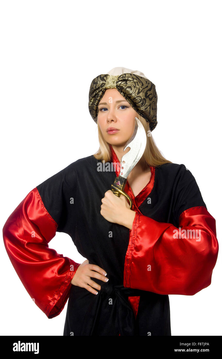 Female magician isolated on white Stock Photo - Alamy