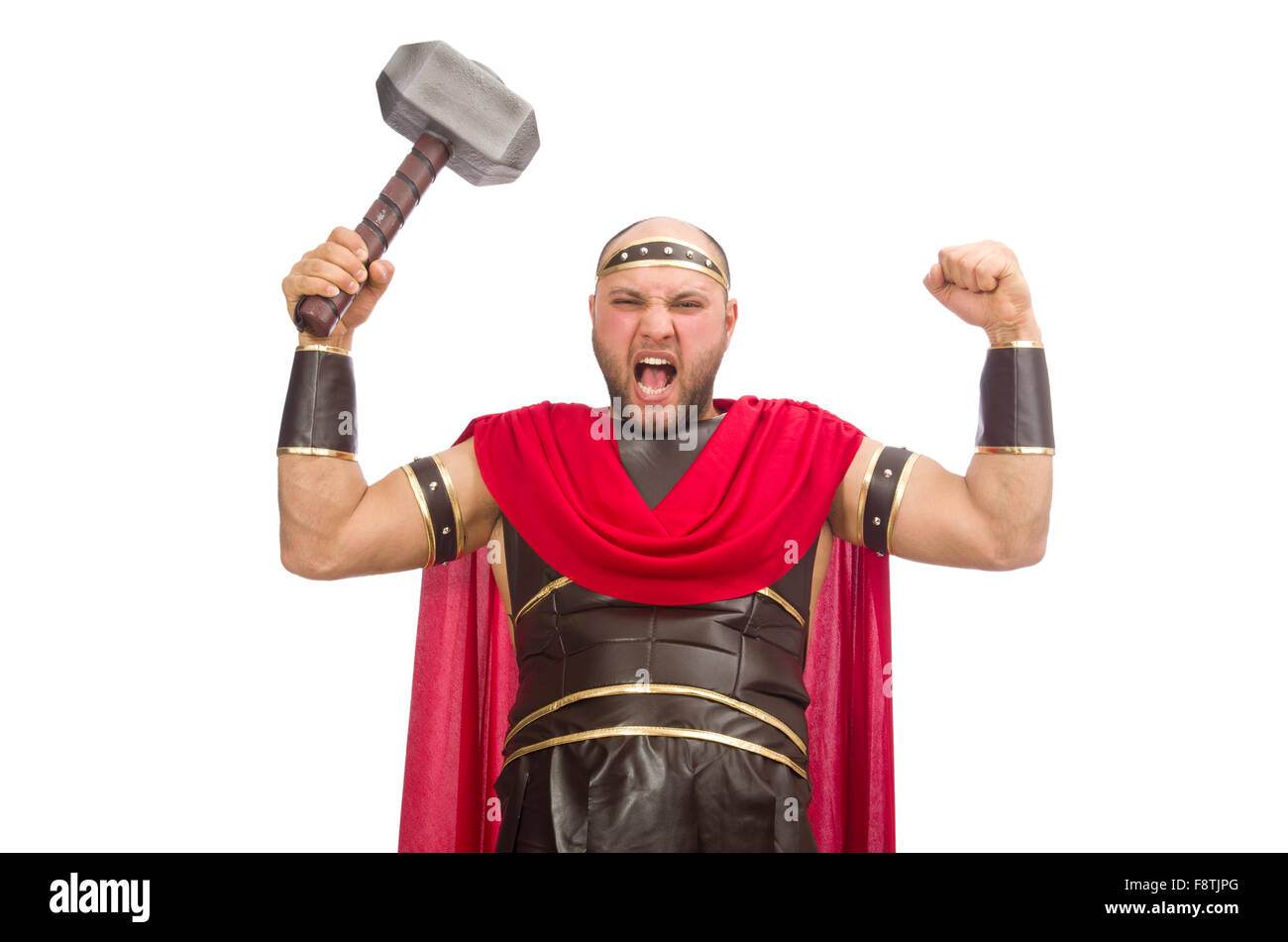 Gladiator with hammer isolated on white Stock Photo - Alamy