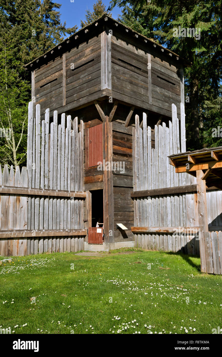 WASHINGTON - Traditional Block House and the outer stockade wall at the ...