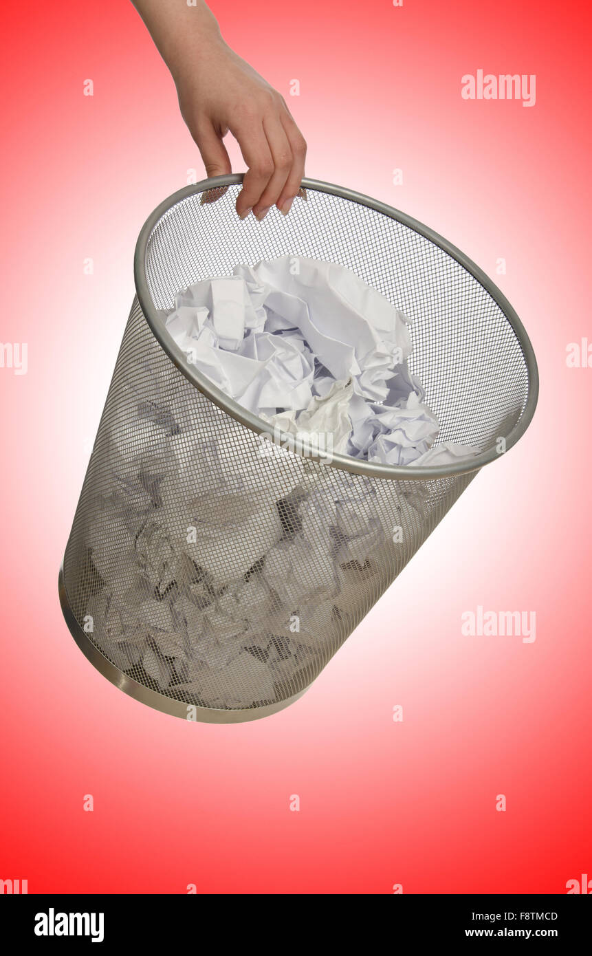 Hands with garbage bin with paper Stock Photo - Alamy