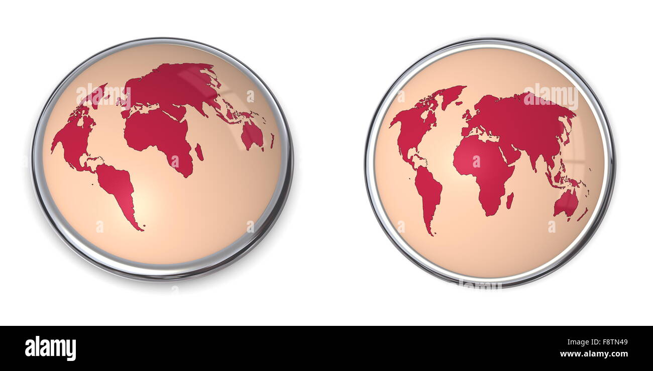 3D Button World Map Red Stock Photo - Alamy