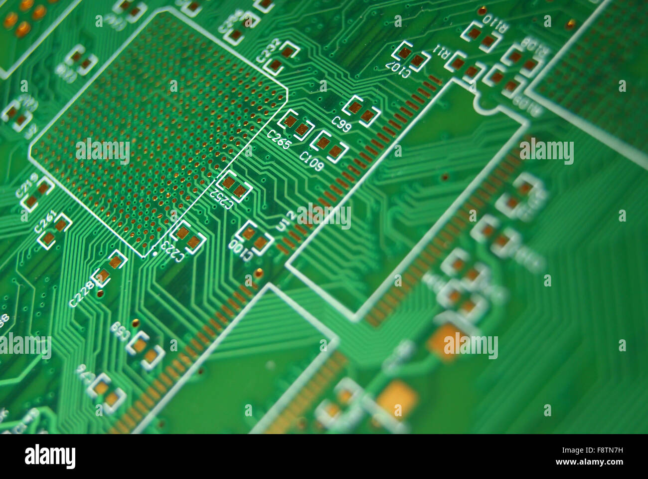 Printed circuit board green electronic background Stock Photo - Alamy