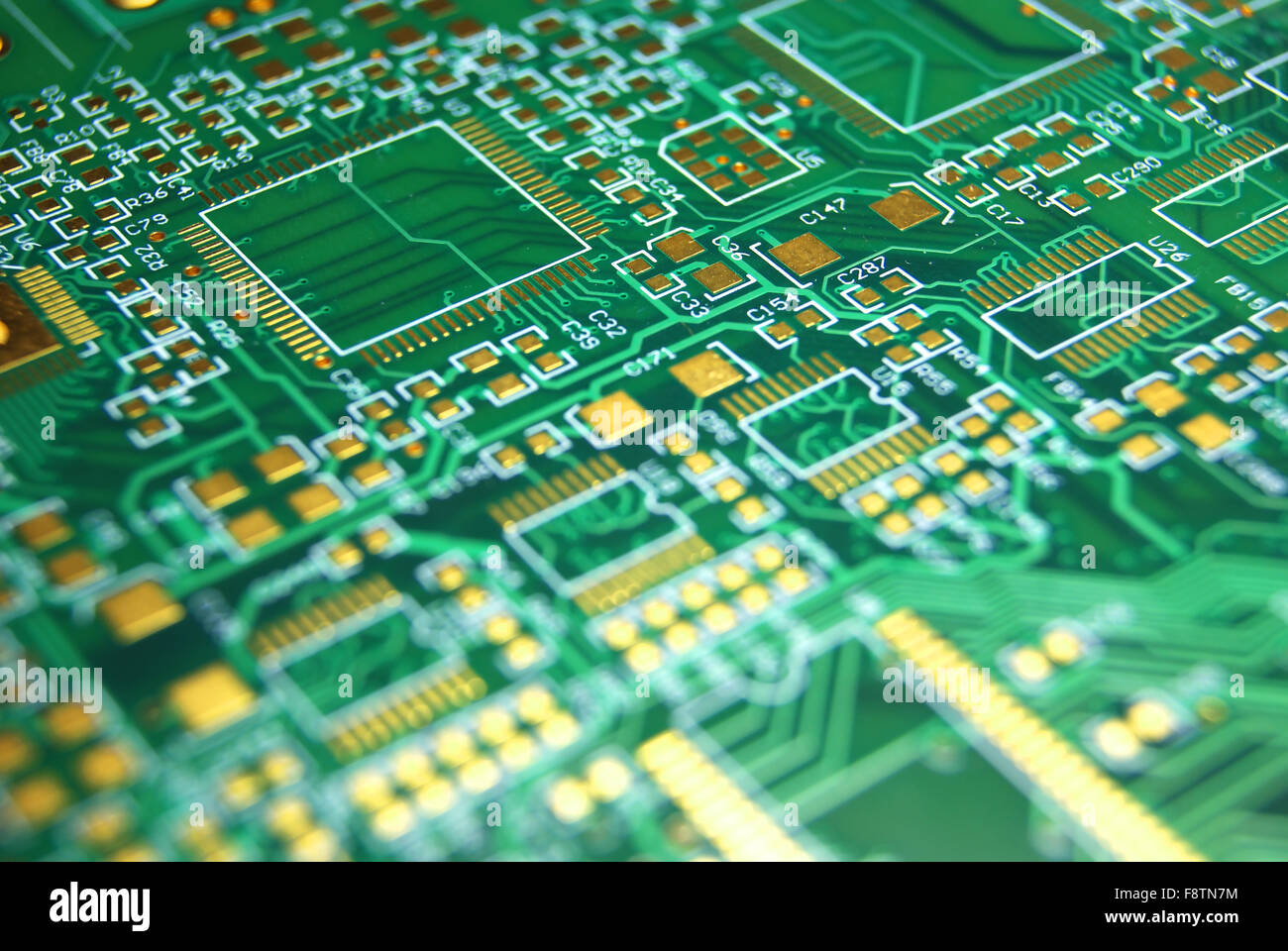 Printed circuit board green electronic background Stock Photo - Alamy