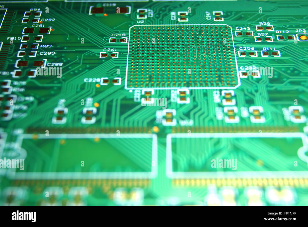 Printed circuit board green electronic background Stock Photo - Alamy