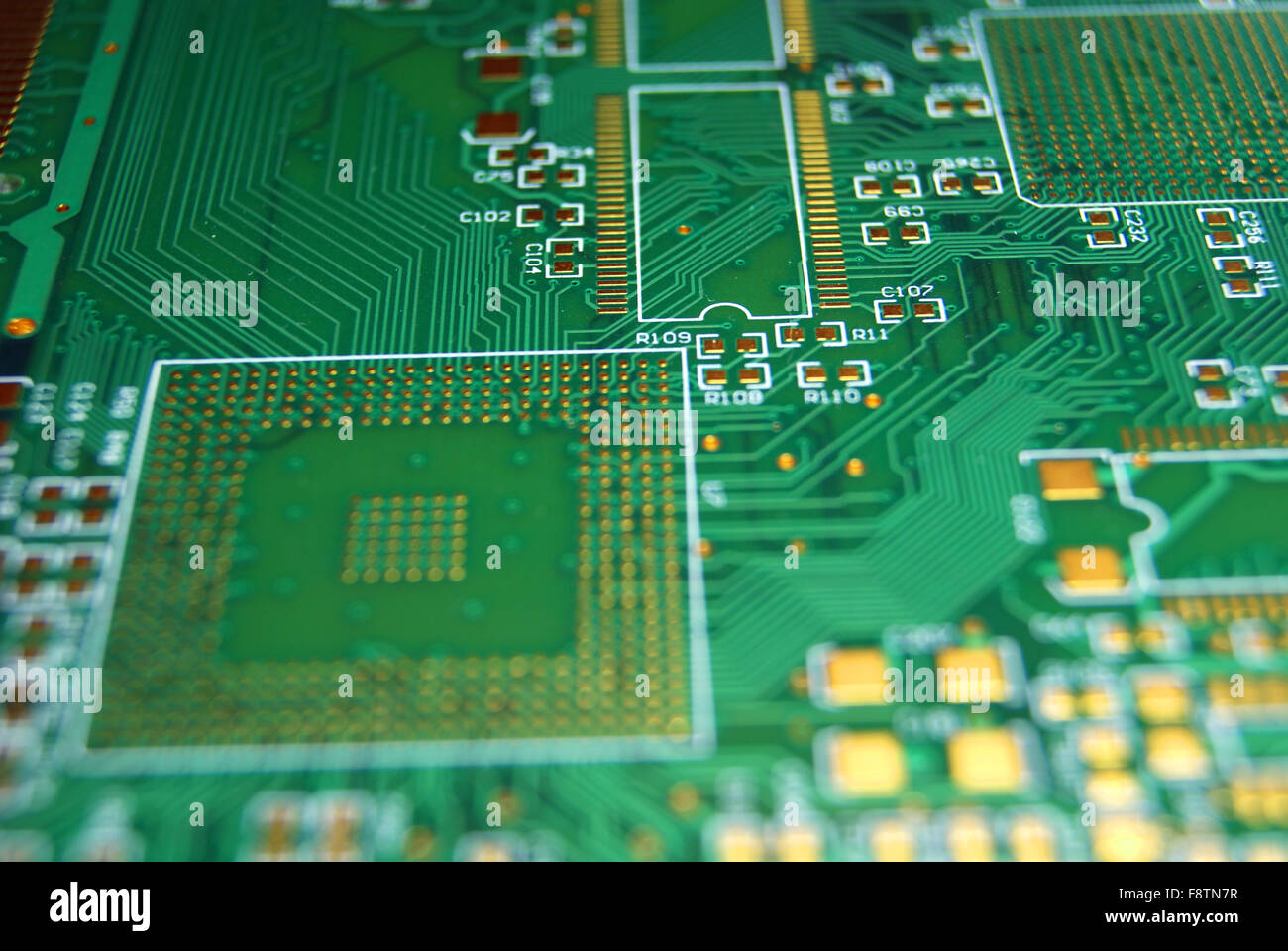 Printed circuit board green electronic background Stock Photo - Alamy