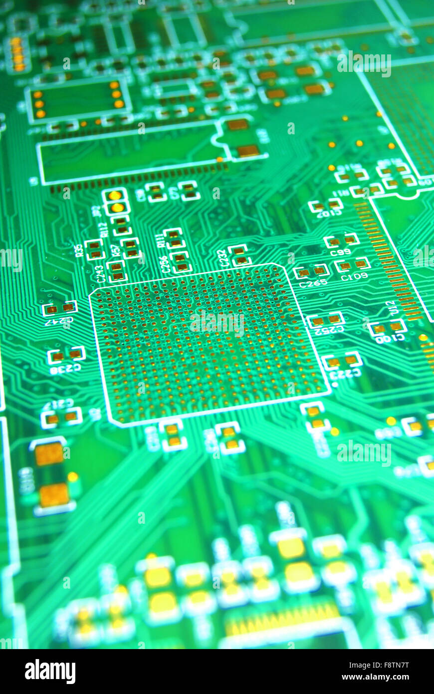 Printed circuit board green electronic background Stock Photo - Alamy
