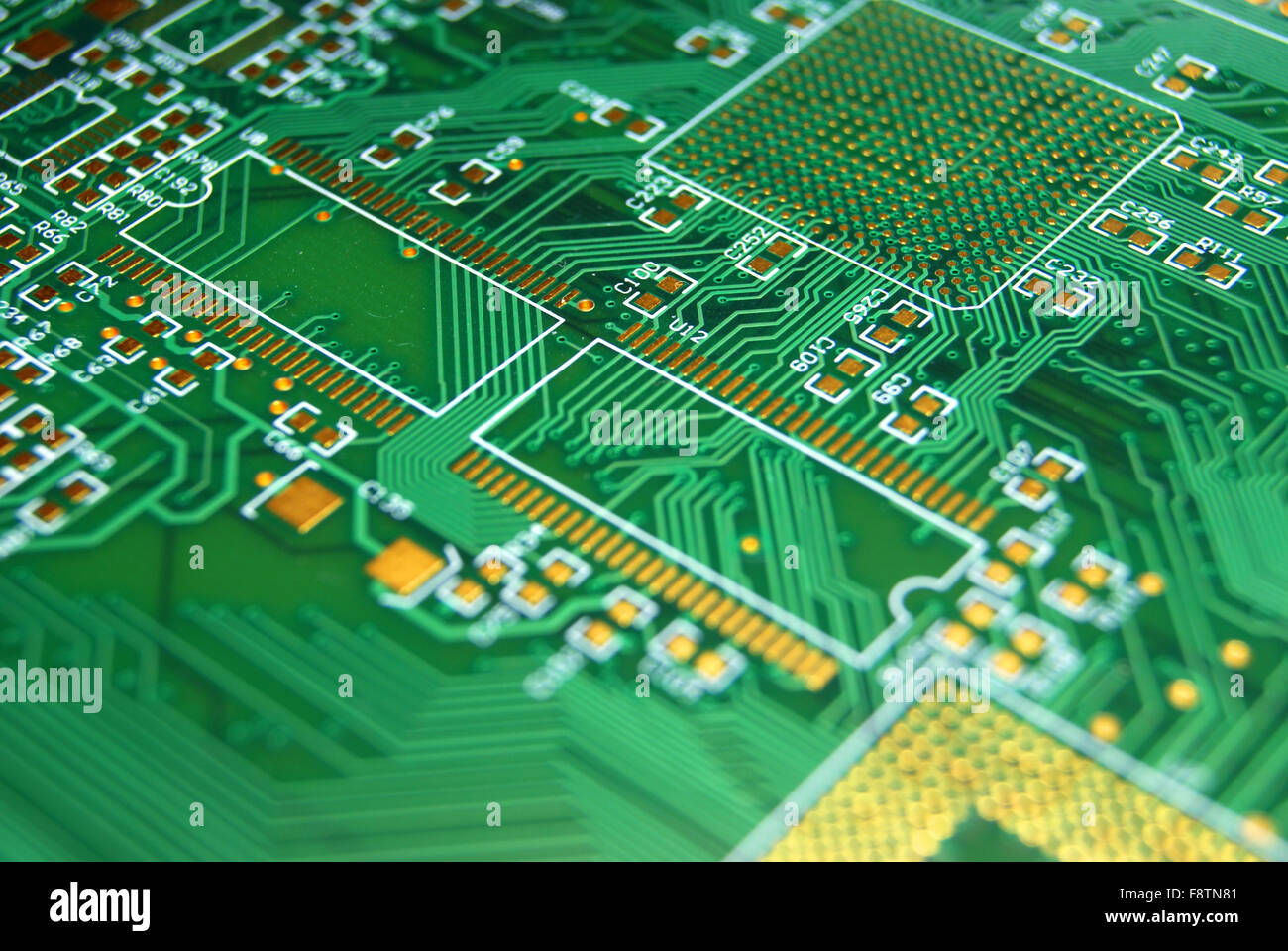 Printed circuit board green electronic background Stock Photo - Alamy