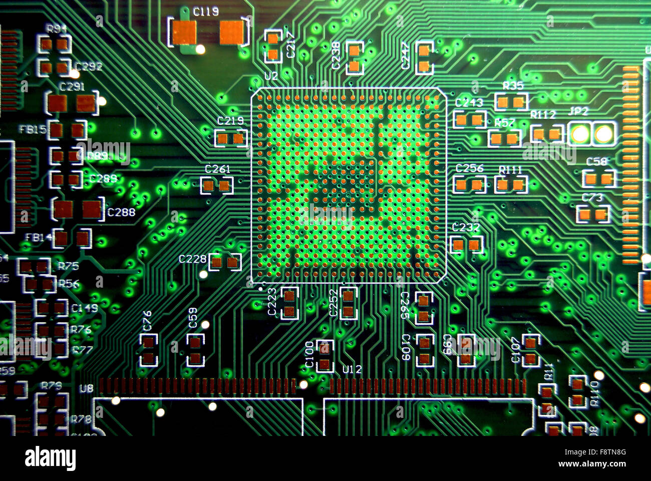 Printed circuit board green electronic background Stock Photo - Alamy