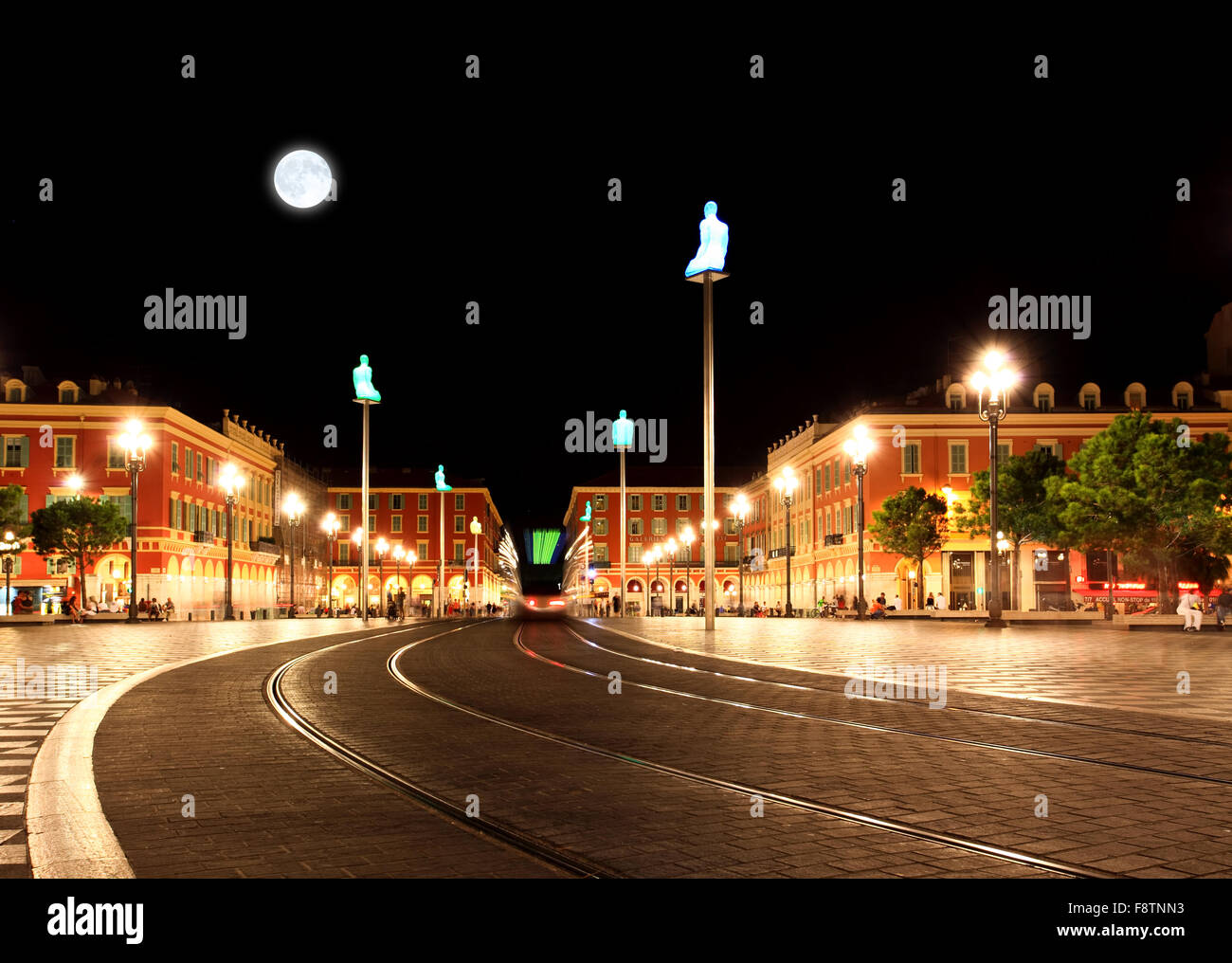 The Plaza Massena Square at night in Nice Stock Photo - Alamy