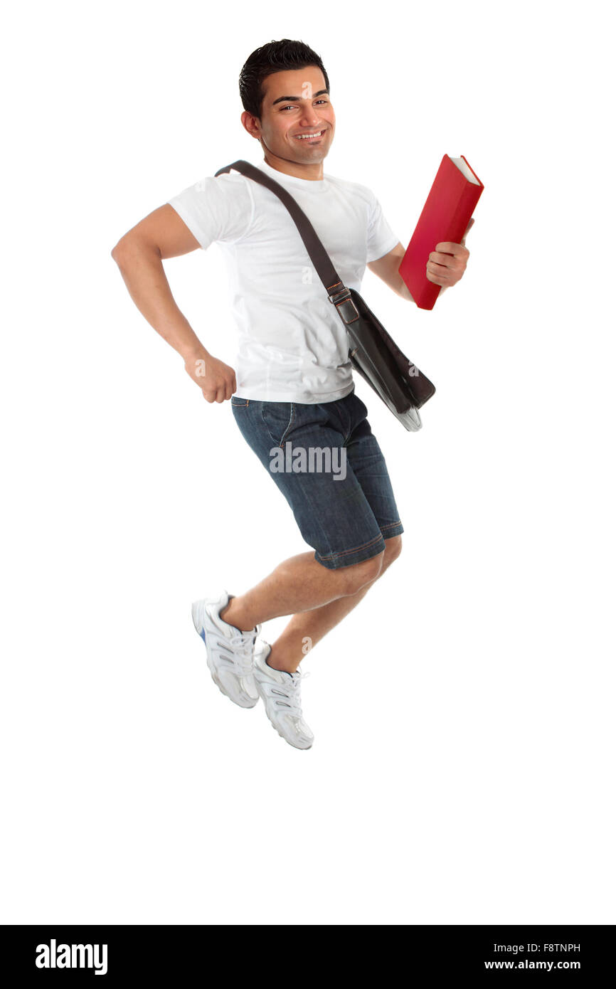 Ecstatic student jumping Stock Photo - Alamy