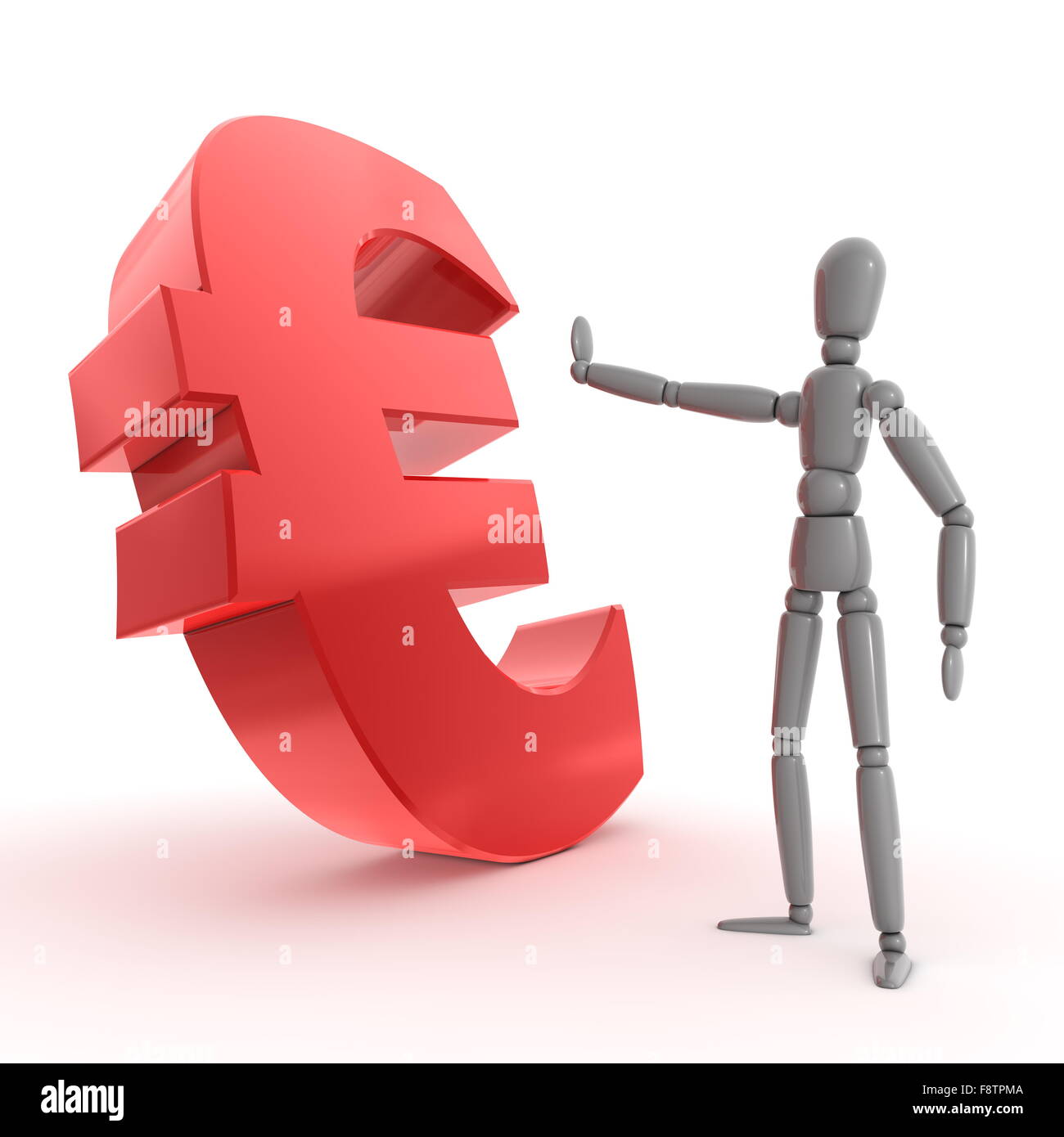 Stopping Shiny Red Euro Sign - Side View Stock Photo - Alamy