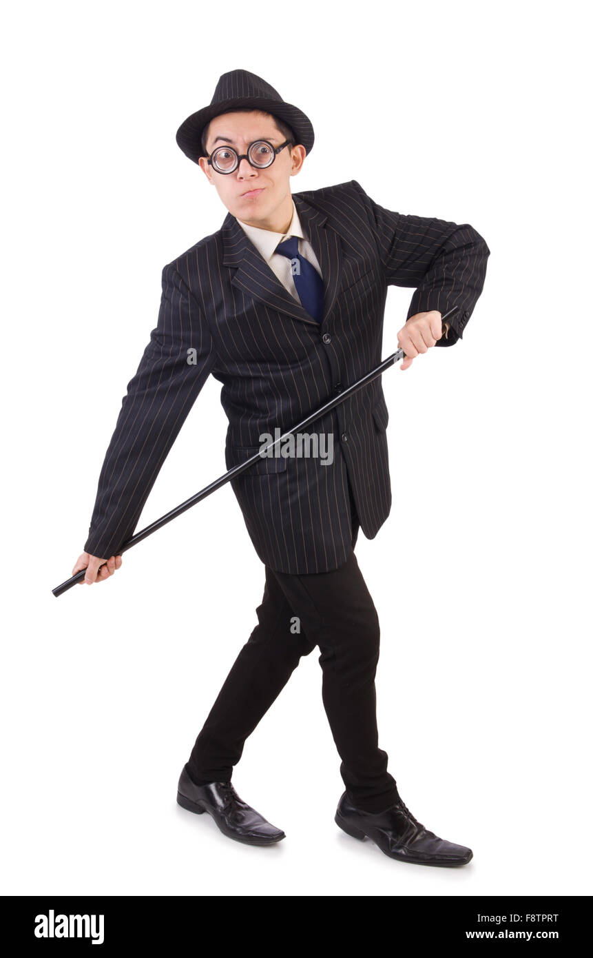Funny gentleman in striped suit isolated on white Stock Photo - Alamy