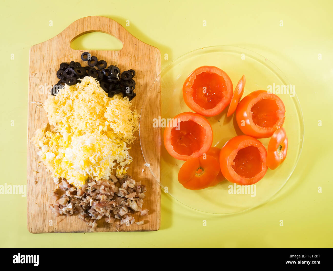 Stuff for stuffed tomato salad. See in series stages of cooking of ...