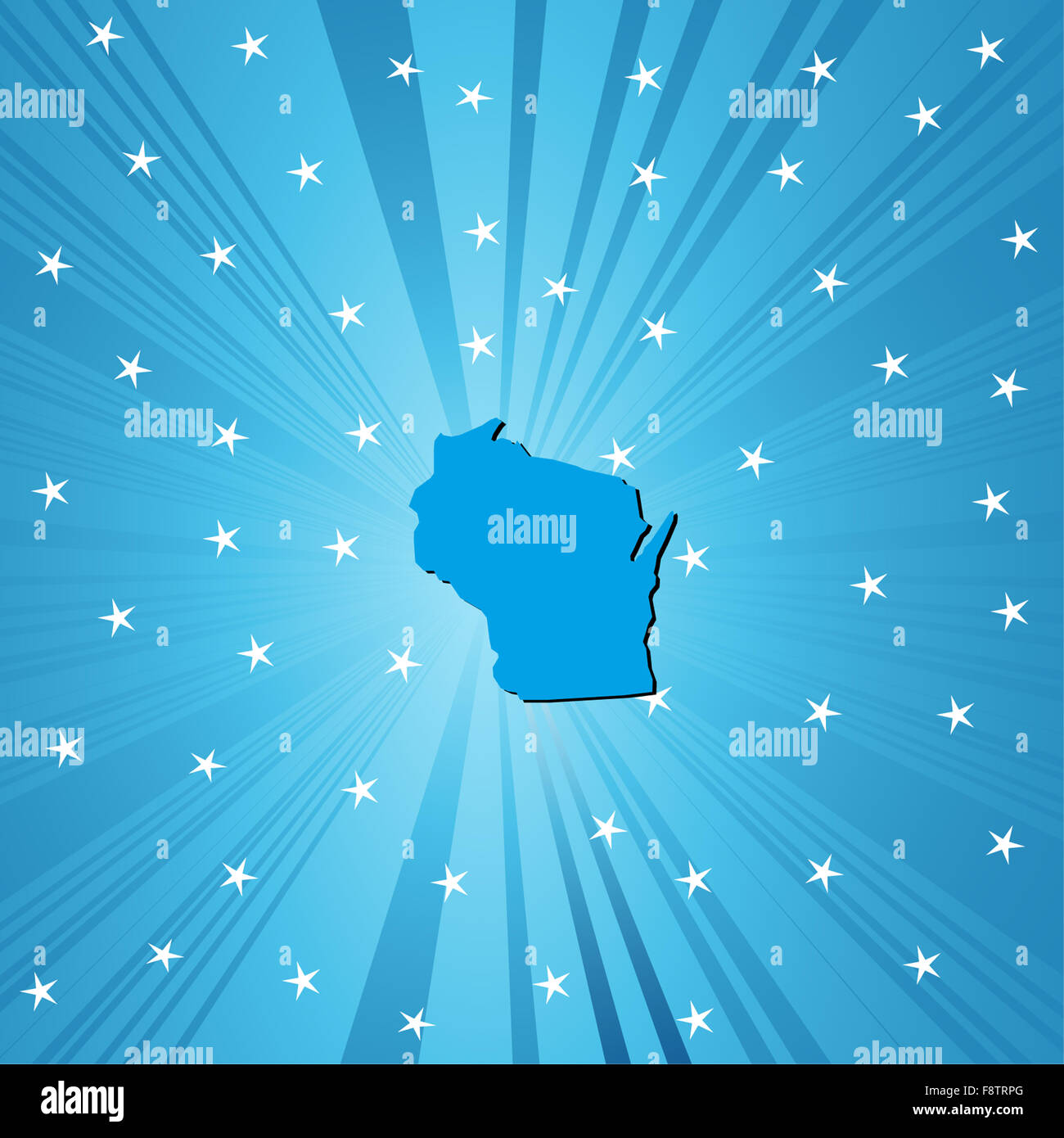 Blue map of Wisconsin Stock Photo - Alamy