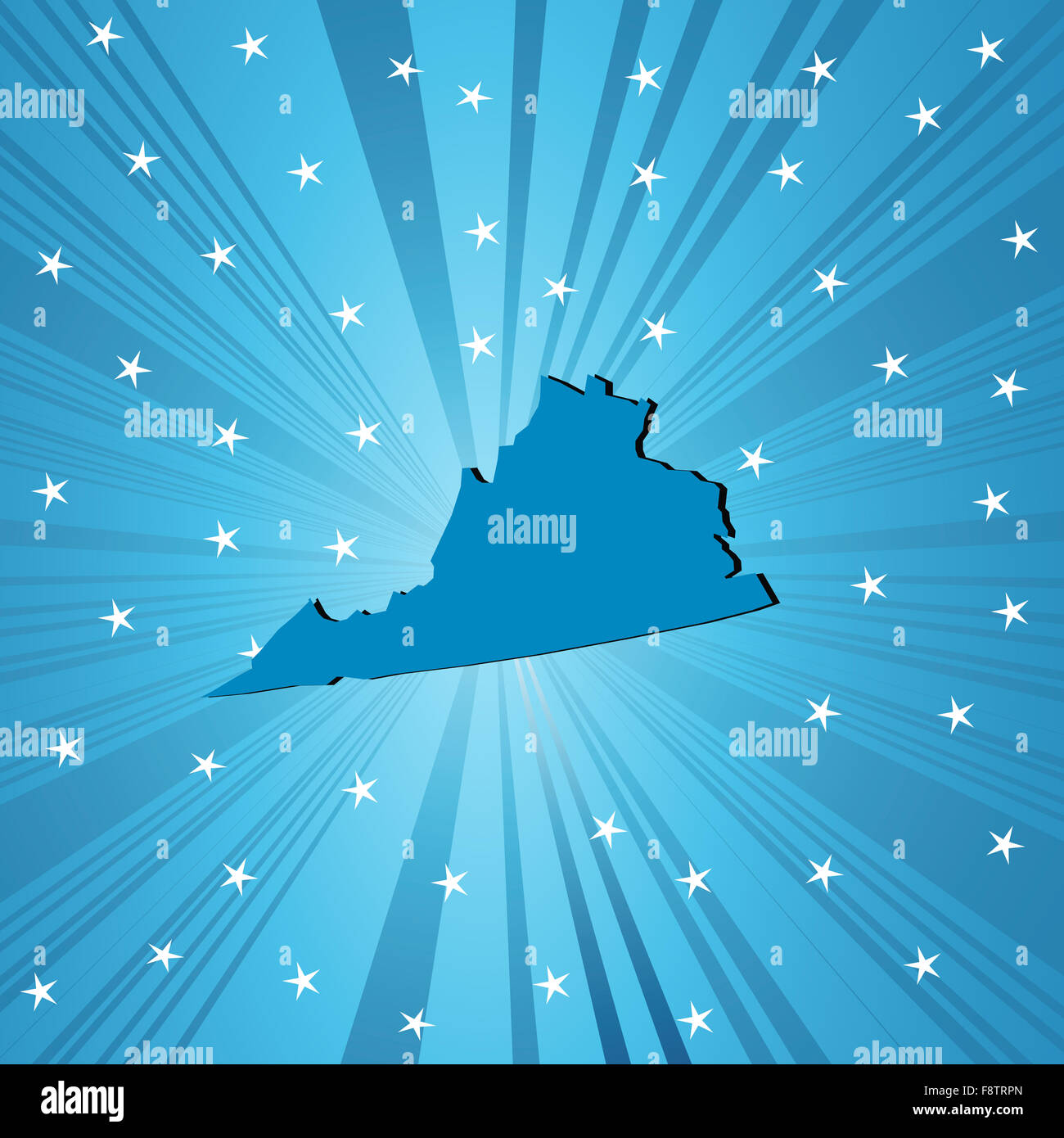 Blue Virginia map Stock Photo - Alamy