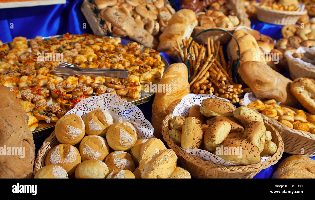 assortment of fresh pastry on table in buffet Stock Photo - Alamy