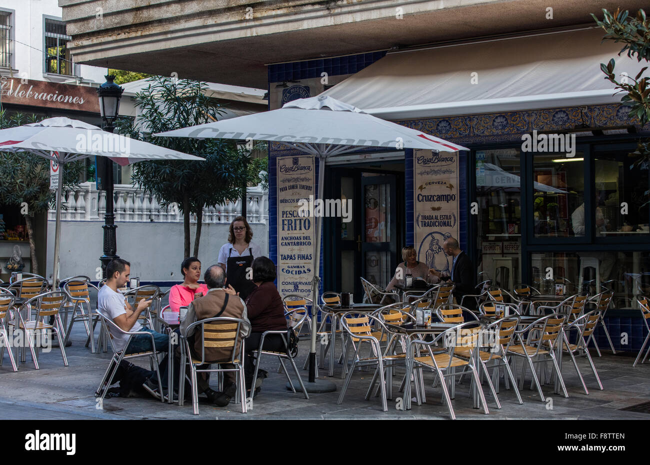 Outside of a very pleasant bar in Marbella Spain on the Costa del Sol ...